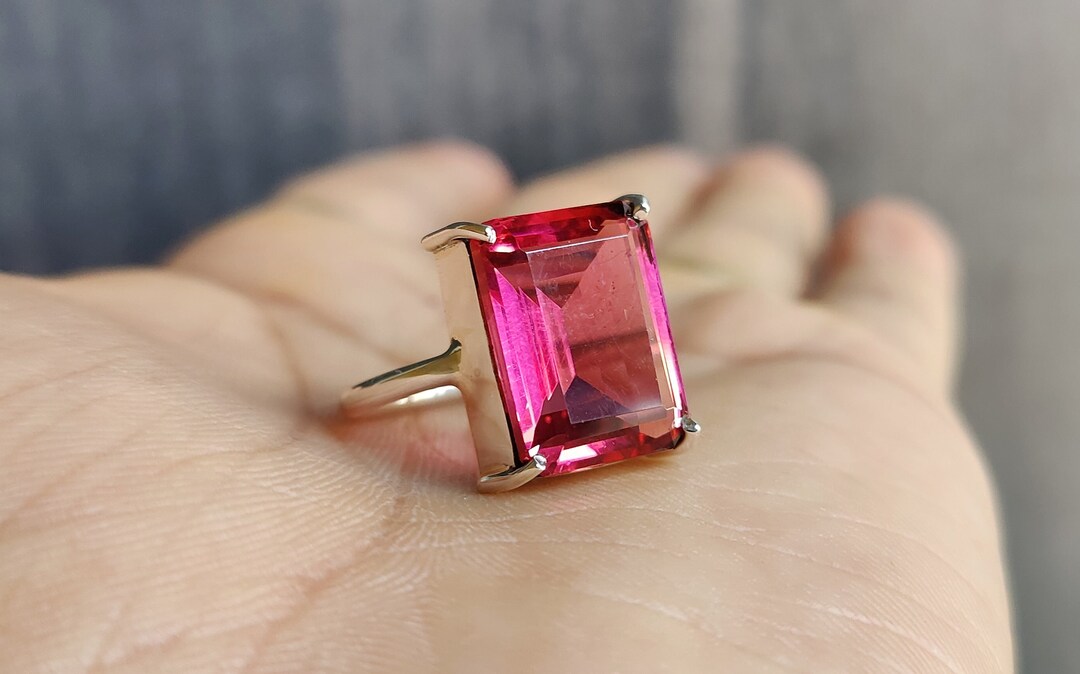 Pink Tourmaline Ring, Women Ring, 925 Solid Sterling Silver Ring ...