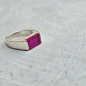 Pink Tourmaline Signet Ring, Octagon Gemstone Ring, Mens Ring, Women ...