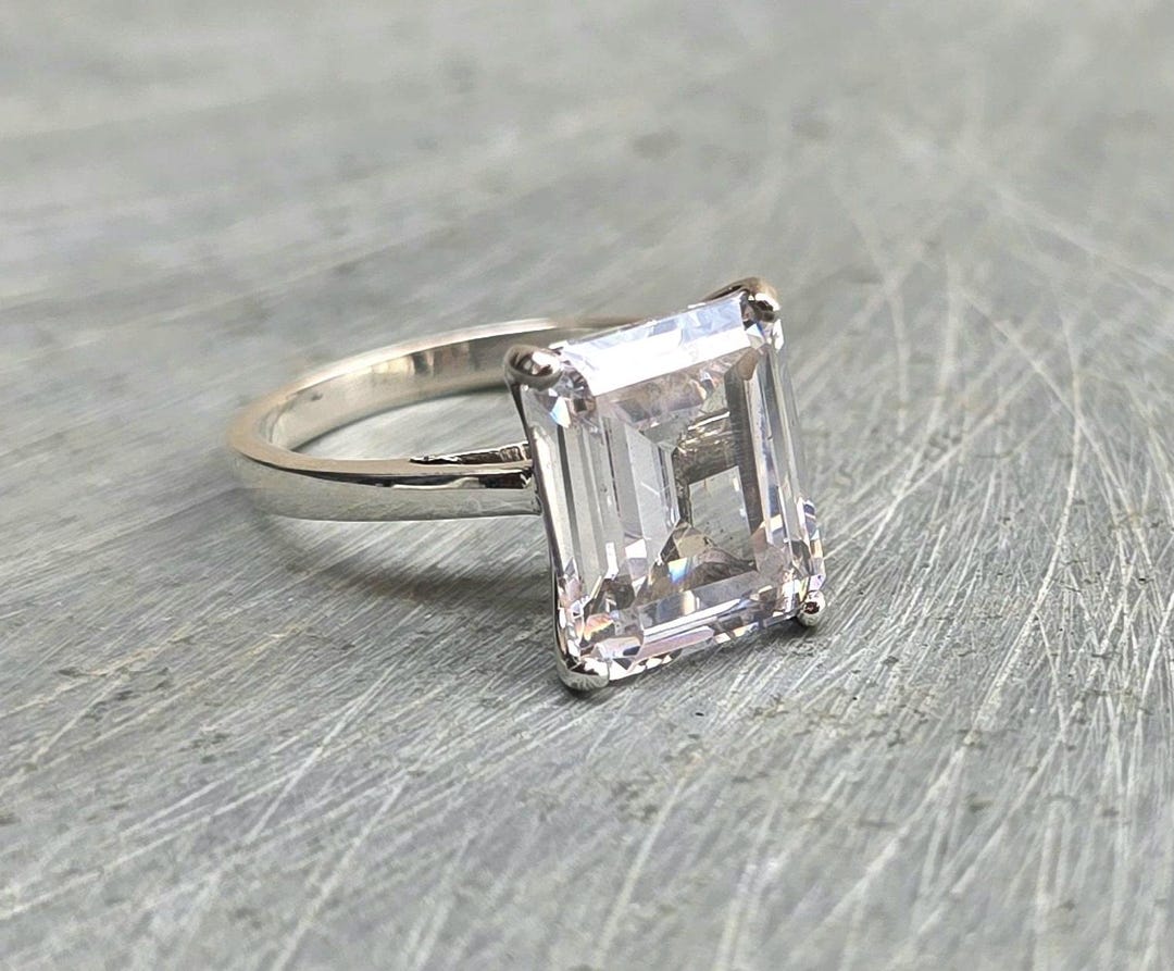 Clear Quartz Ring: Square Gemstone, 925 Sterling Silver - Etsy