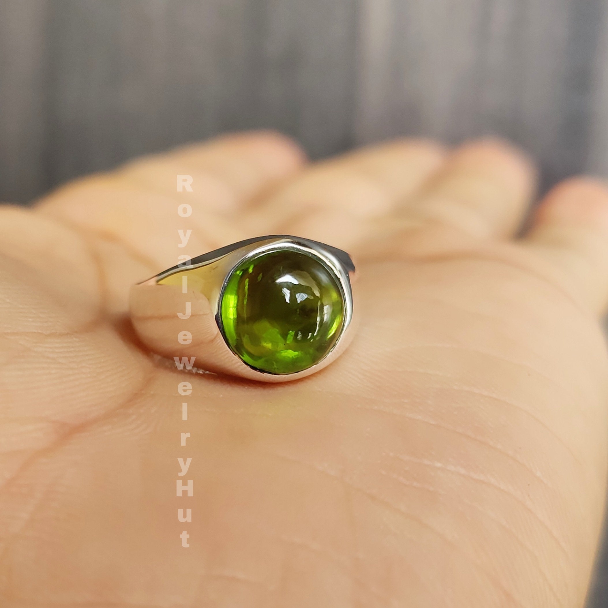 Peridot Signet Ring, Mens Peridot Ring, 925 Solid Sterling Silver Ring ...
