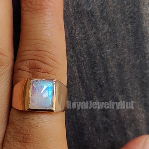 Mens Moonstone Ring, Gemstone Signet Ring, 925 Solid Sterling Silver ...