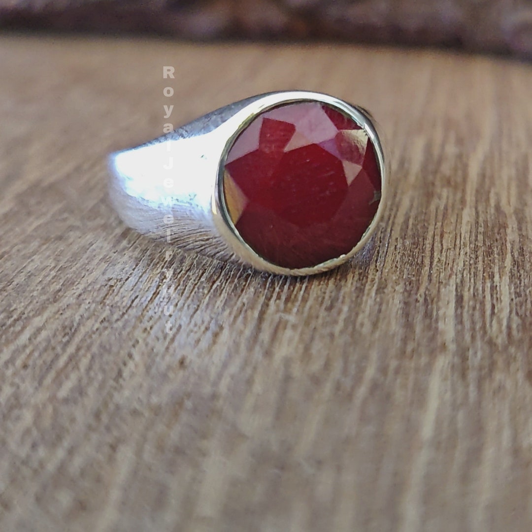 Mens Ruby Ring, Gemstone Signet Ring, Women Ring, 925 Solid Sterling ...