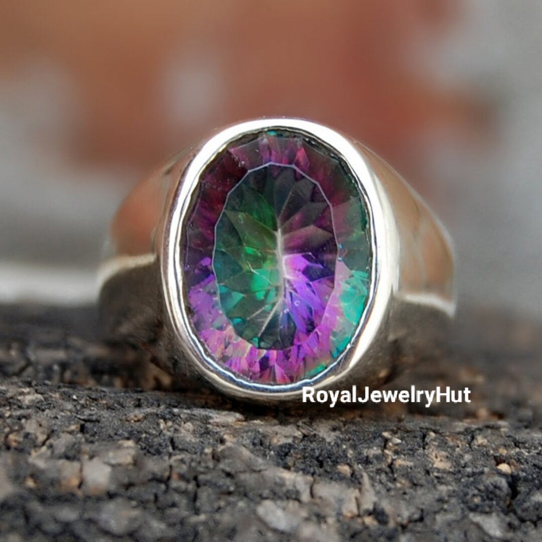 Mystic Topaz Ring Mens Ring 925 Solid Sterling Silver Ring - Etsy
