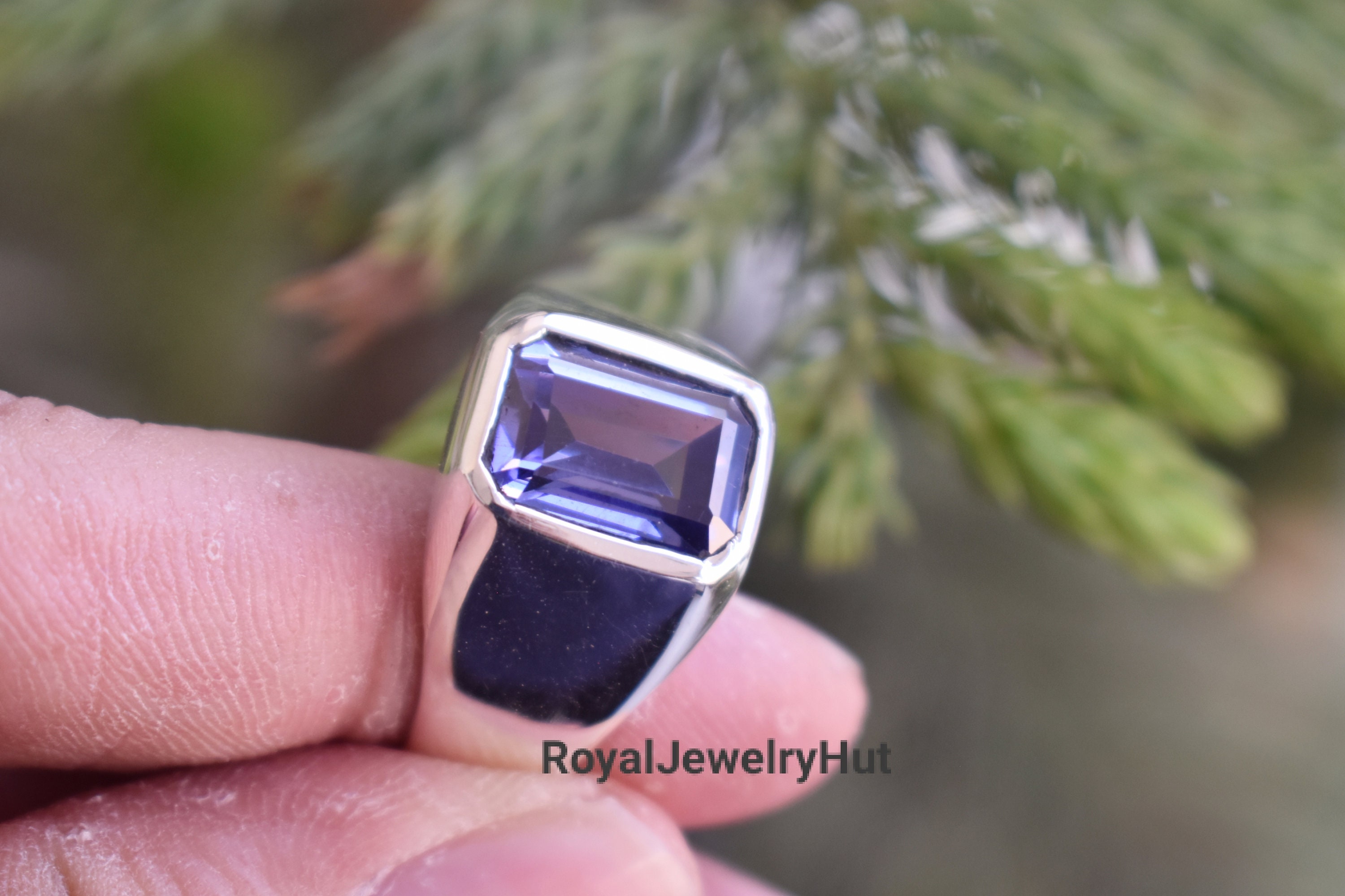 Tanzanite Ring, Mens Ring, 925 Solid Sterling Silver Ring, 22k Gold ...