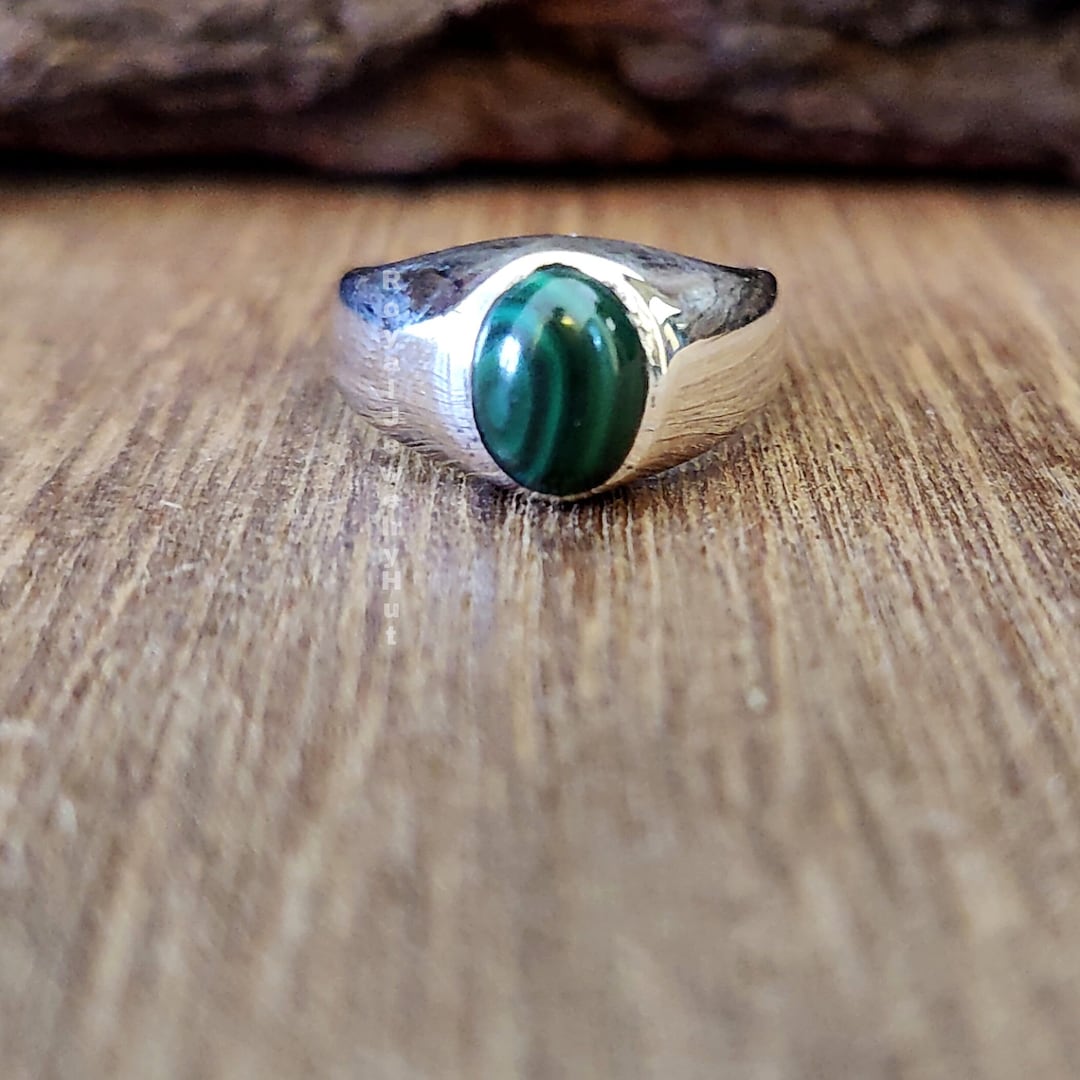 Malachite Signet Ring, Man Women Ring, 925 Solid Sterling Silver Ring ...