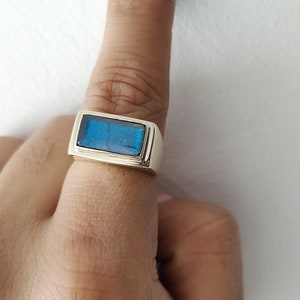 Labradorite Mens Signet Ring, Natural Labradorite Stone, 925 Sterling ...