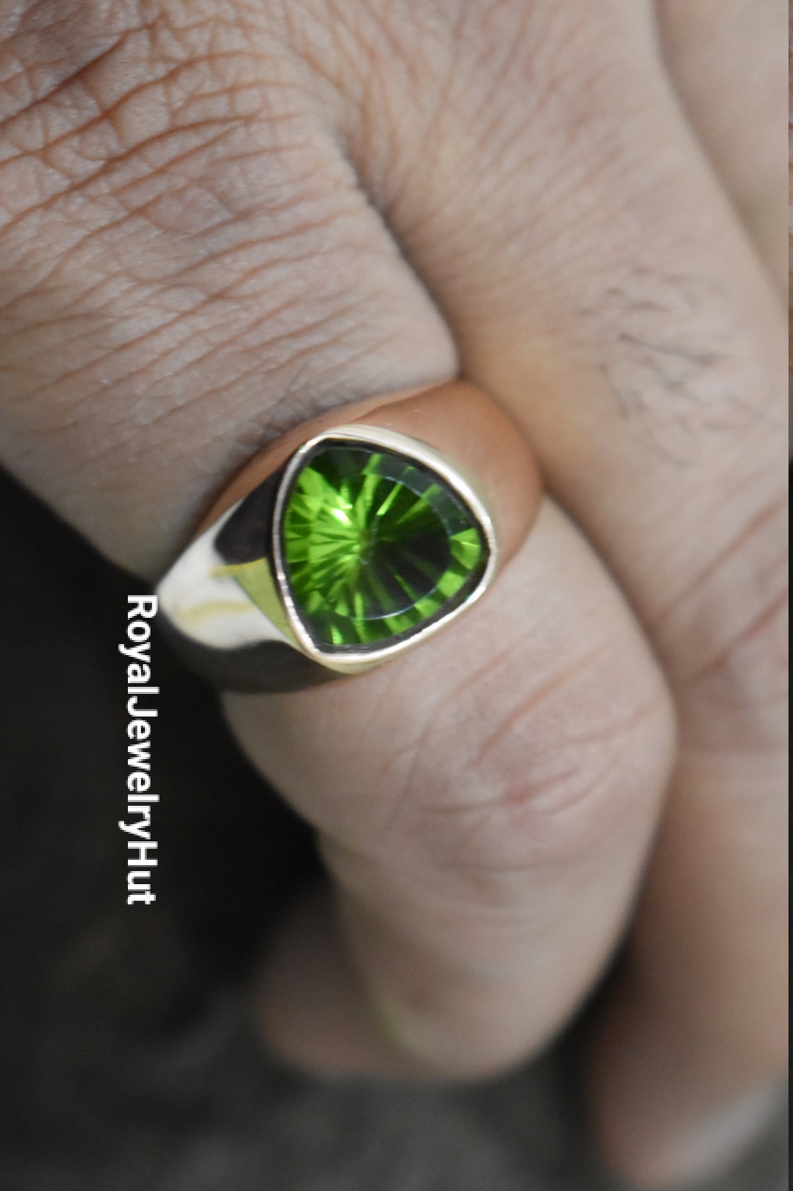 Peridot Ring Antique Cut 925 Solid Sterling Silver Ring 22k | Etsy