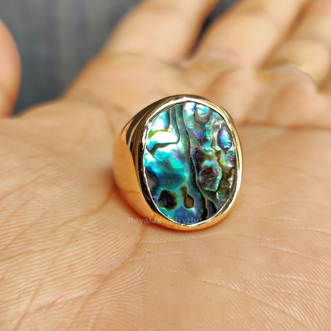 Mens Signet Ring Abalone Shell Ring 925 Solid Sterling - Etsy