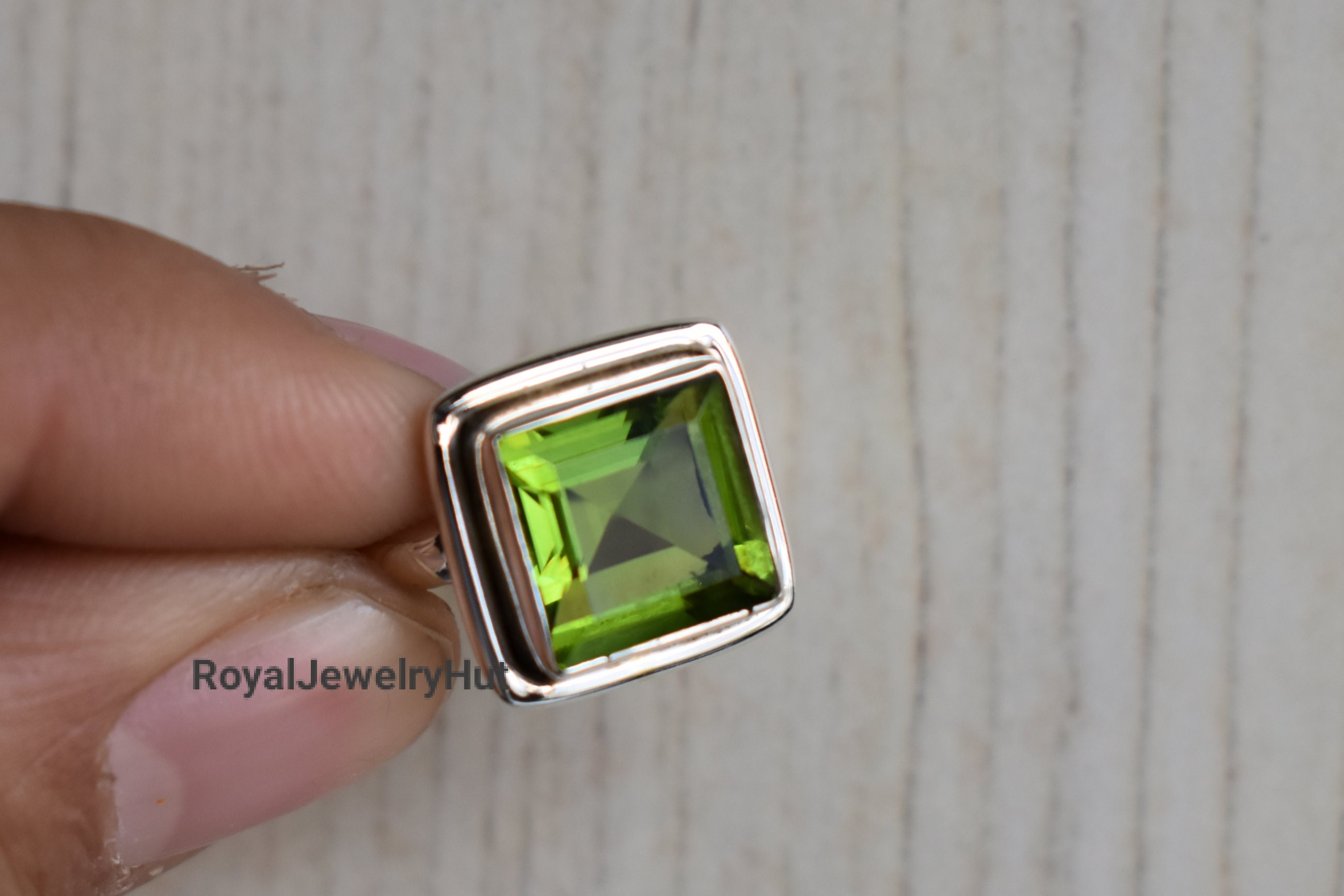 Peridot Ring, 925 Solid Sterling Silver Ring, Green Peridot Quartz ...