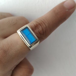 Labradorite Mens Signet Ring, Natural Labradorite Stone, 925 Sterling ...