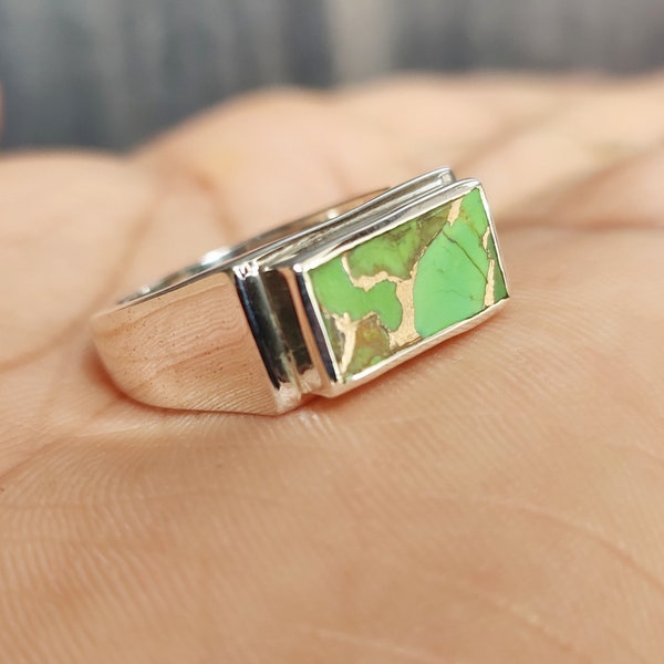 Green Copper Turquoise Ring - Etsy