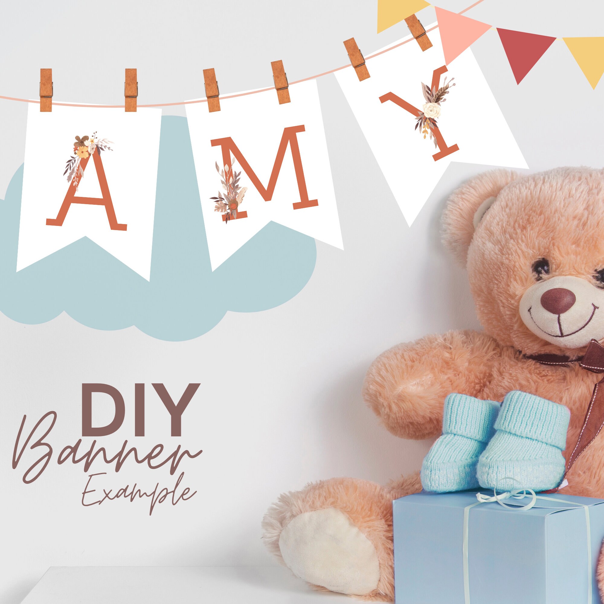 Boho Printable Banner, Diy Bunting, Boho Theme Alphabet, Neutral ...