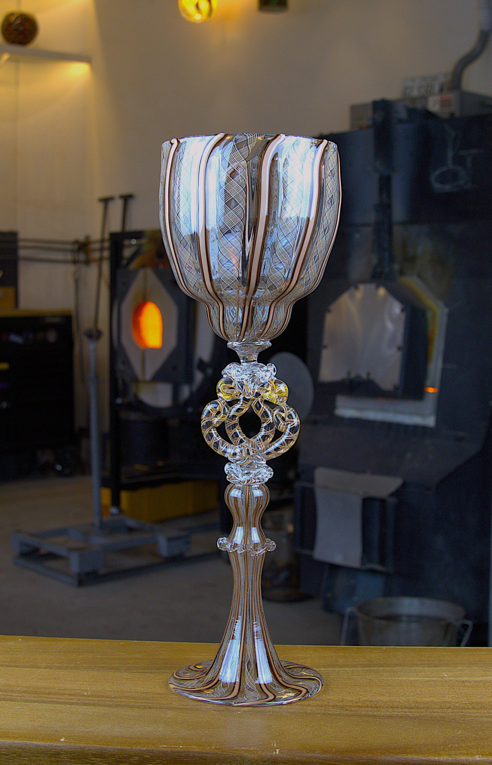 Jester Goblet (brown) // Hand Blown Glass - Etsy