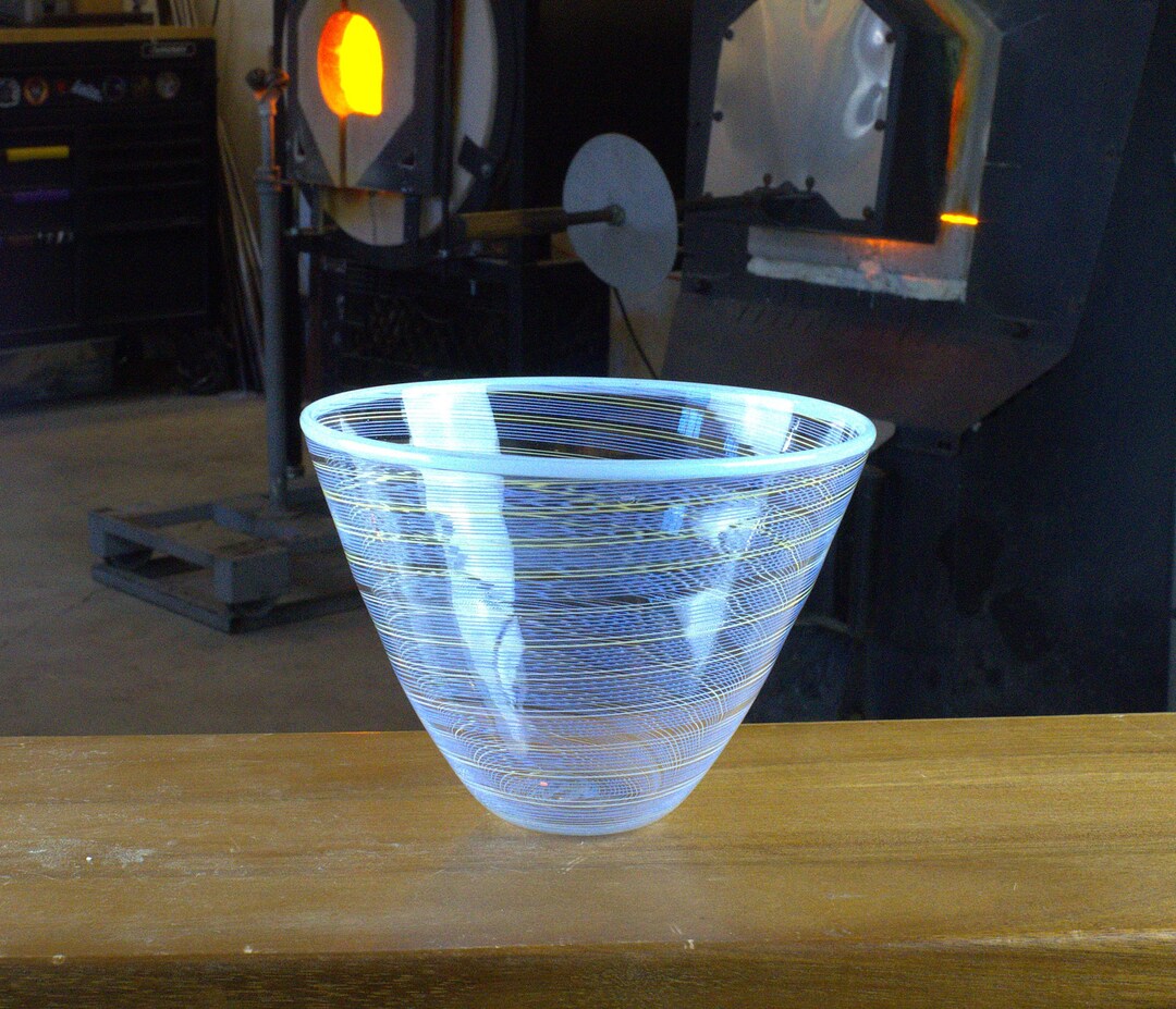 Spiral Thread Bowl / Hand Blown Glass - Etsy