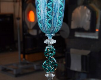 Jester Goblet brown // Hand Blown Glass - Etsy