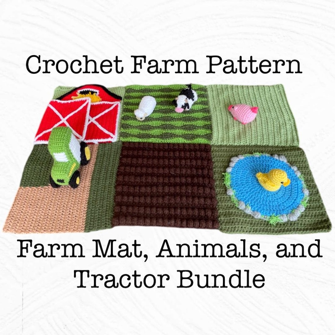 Crochet Farm 3-in-1 Bundle, Farm Mat, Animals, and Tractor DIGITAL ...