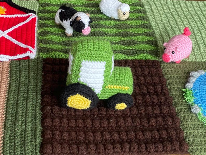 Crochet Farm 3-in-1 Bundle, Farm Mat, Animals, and Tractor DIGITAL ...
