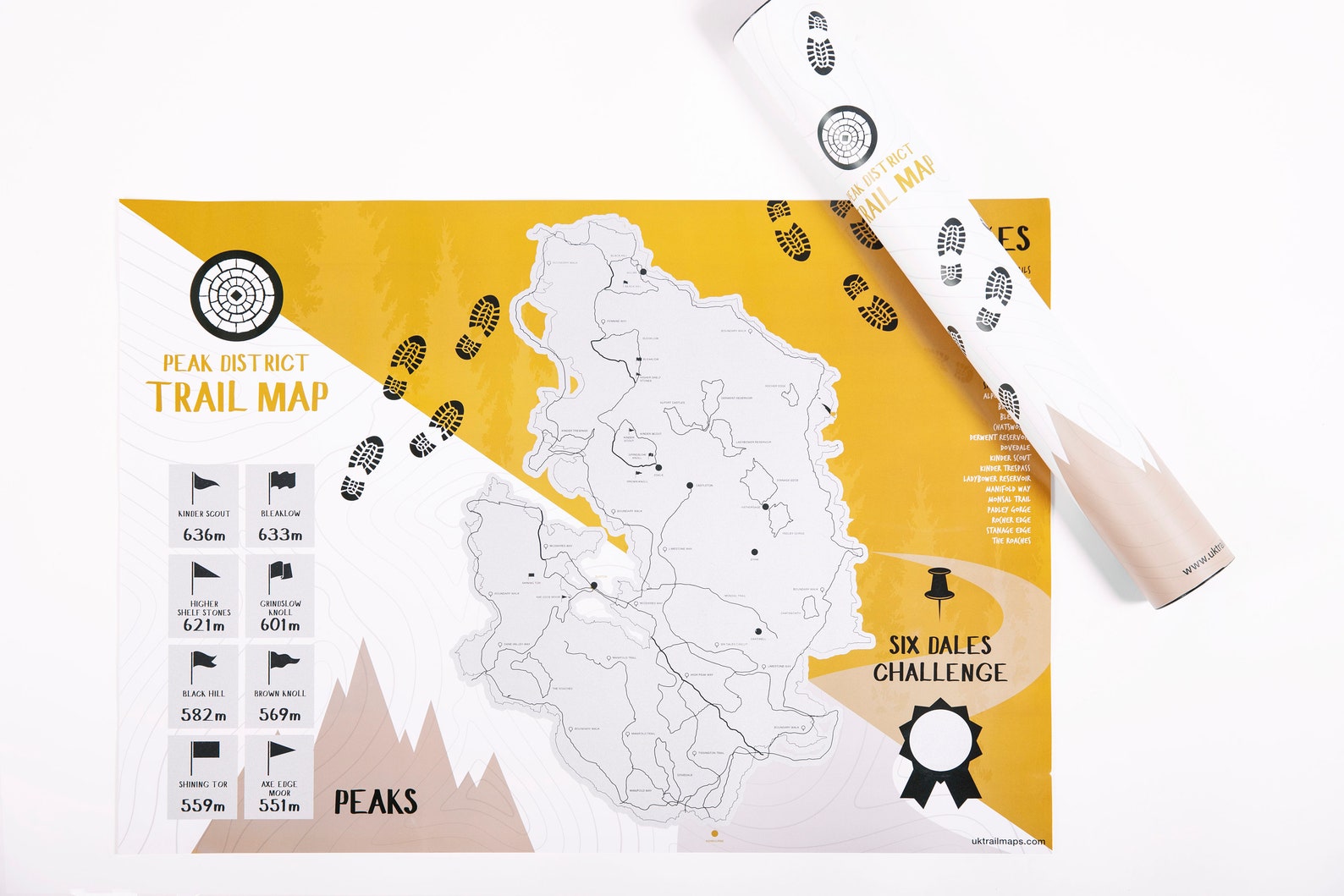 Peak District Scratch-off Hiking Routes & Peaks Map - Etsy