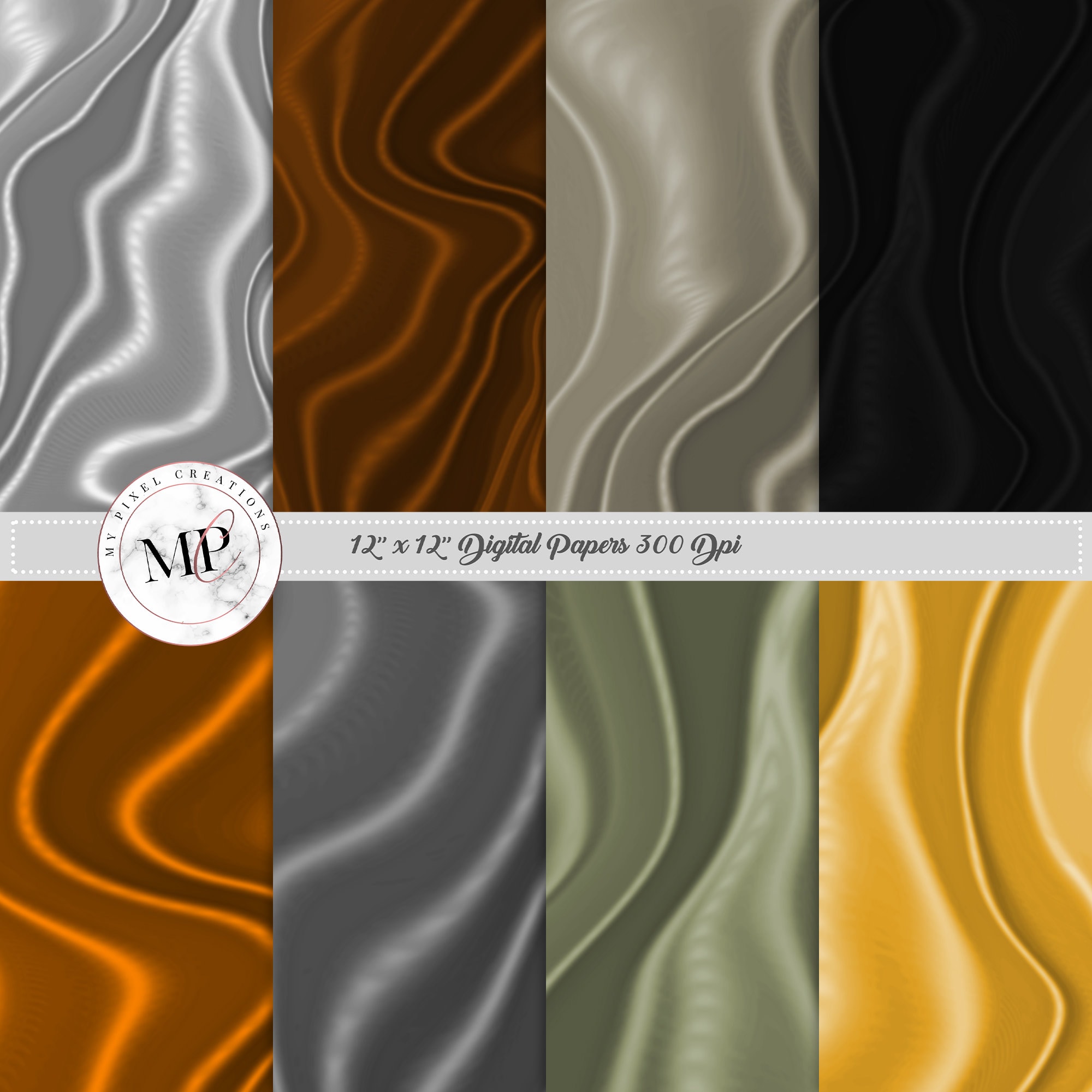 8 12''x12'' Chrome Silk Digital Papers Assorted for Stationary Party ...