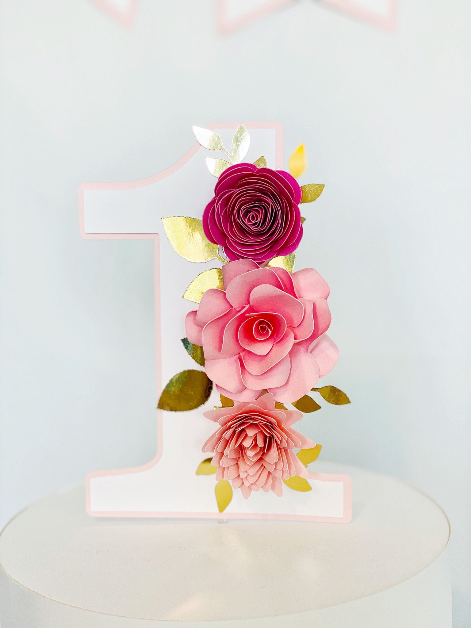 Floral Cake topper First birthday cake topper Floral baby | Etsy