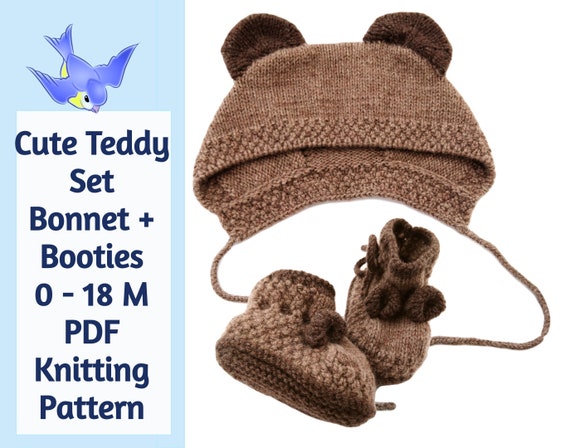 KNITTING PATTERNS Cute Teddy Set Newborn 18months Sizes - Etsy