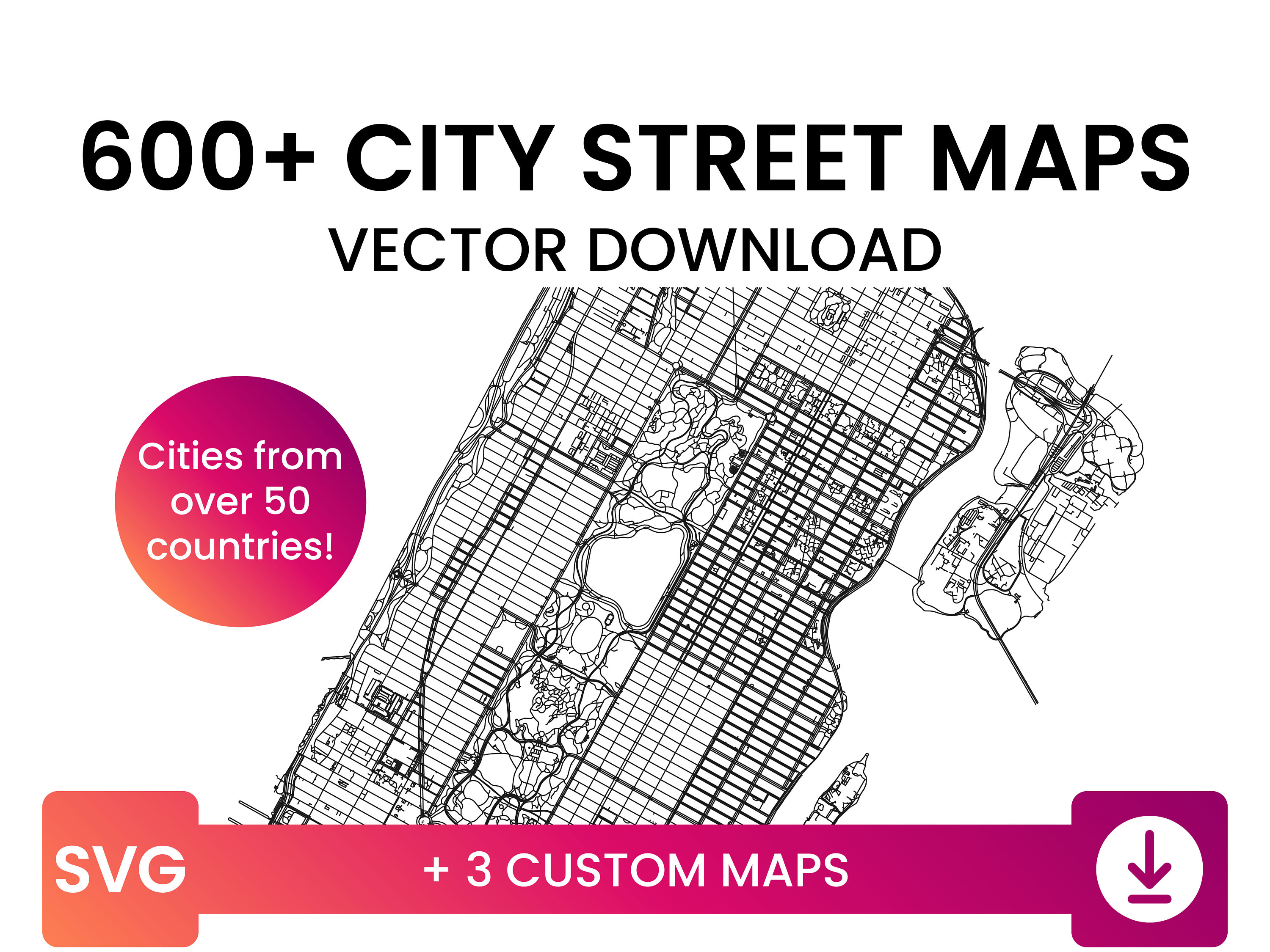 Over 600 SVG Files | Access Growing Database of City Street Network Map ...