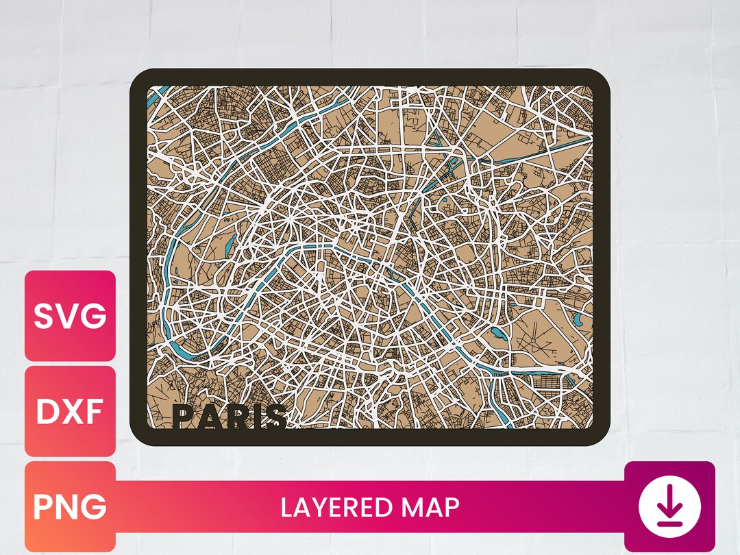 Layered 3D Map of Paris, France | City Street Map Multi-layer SVG File ...