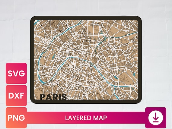 Layered 3D Map of Paris France City Street Map Multi-layer - Etsy