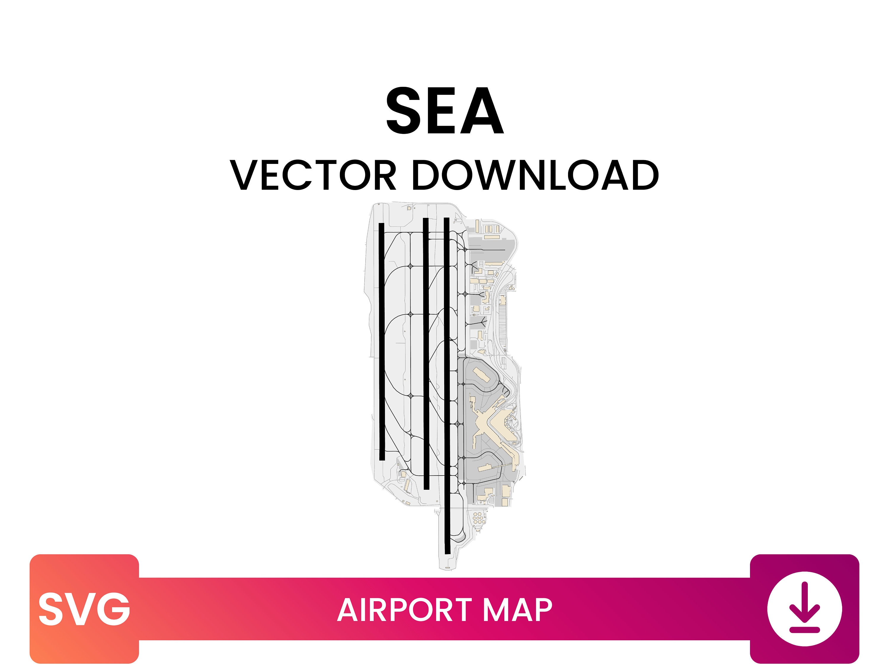Airport Map of SEA Seattle Tacoma SEATAC Airport | Airport Diagram Map ...