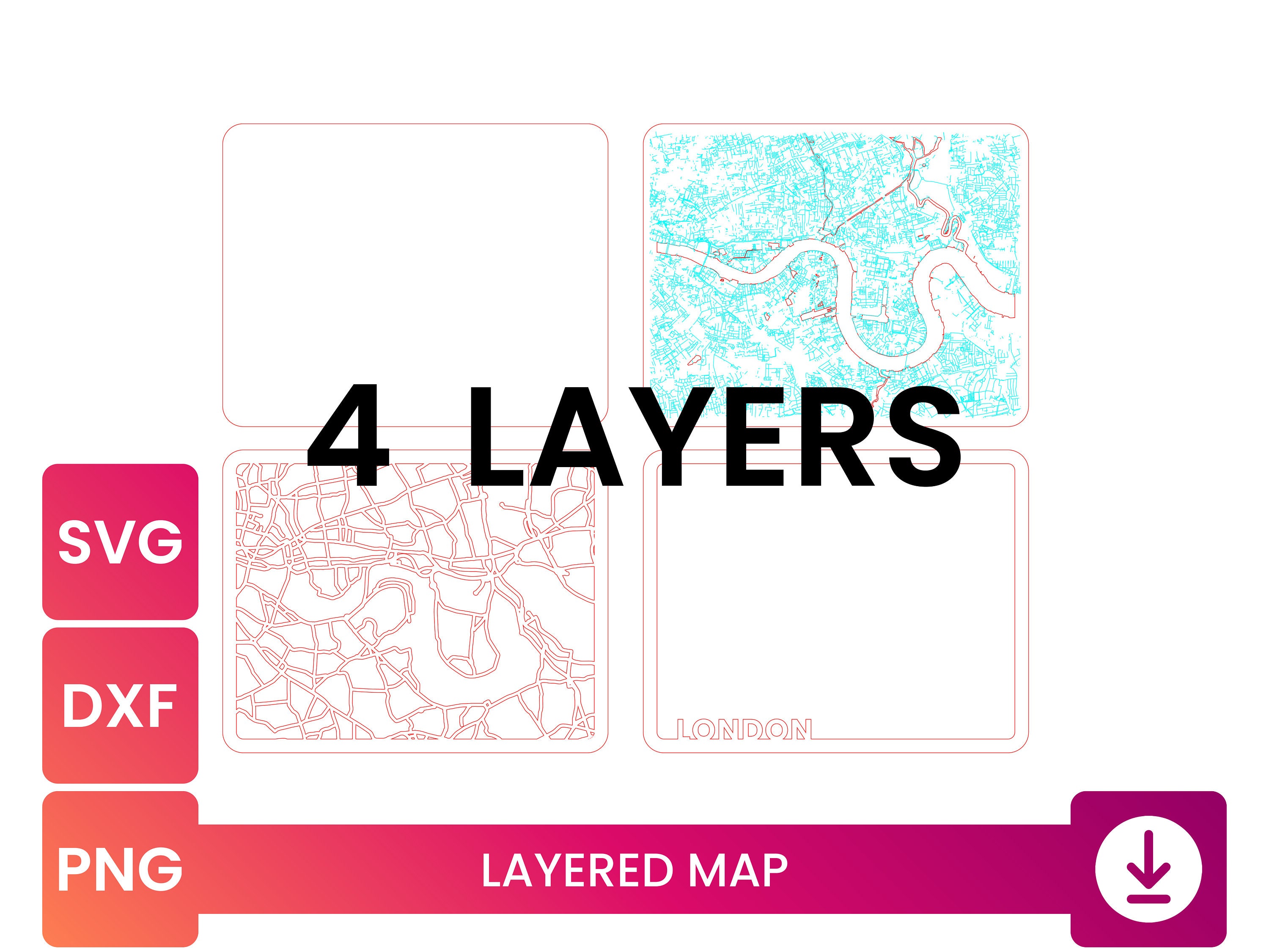 Layered 3D Map of London, England, United Kingdom | City Street Map ...