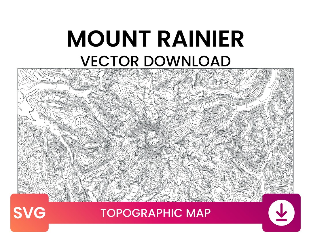 Topographic Map of Mount Rainier, Washington | Contour Line Map Multi ...