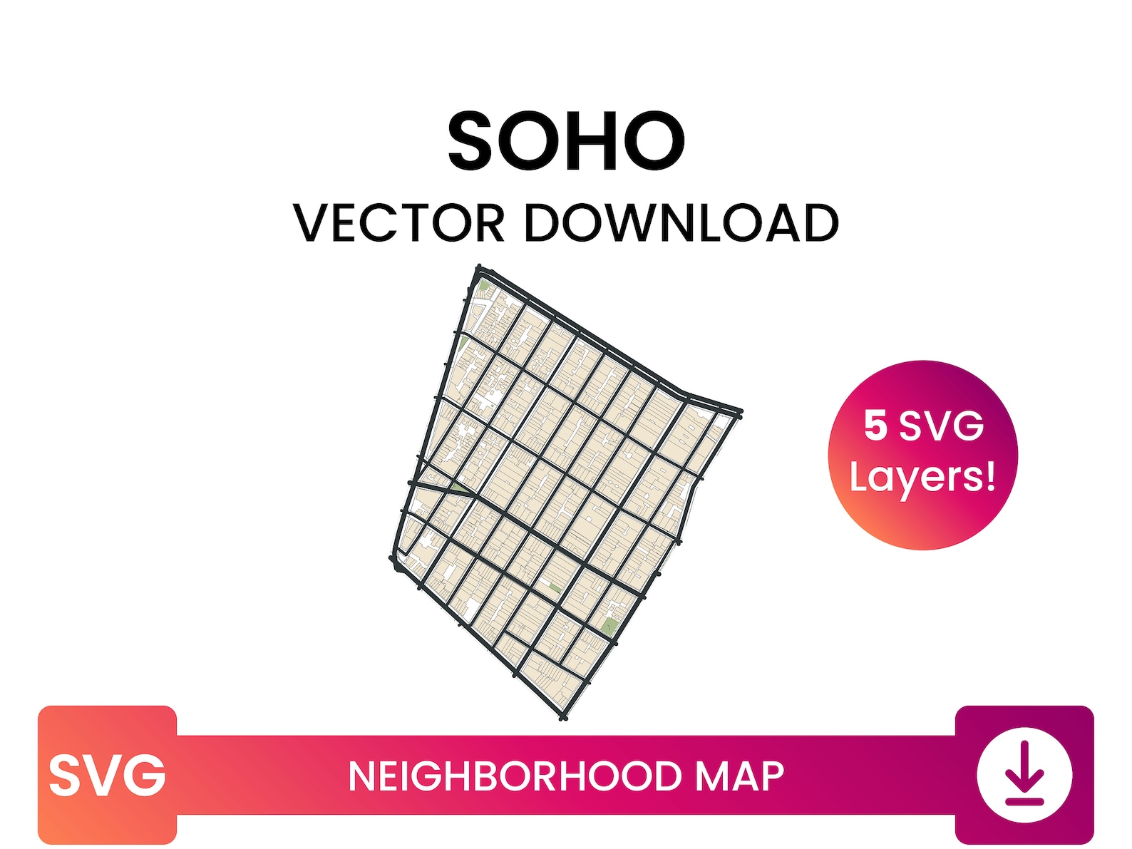 Neighborhood Map of Soho, Manhattan, New York City | City Street Map ...