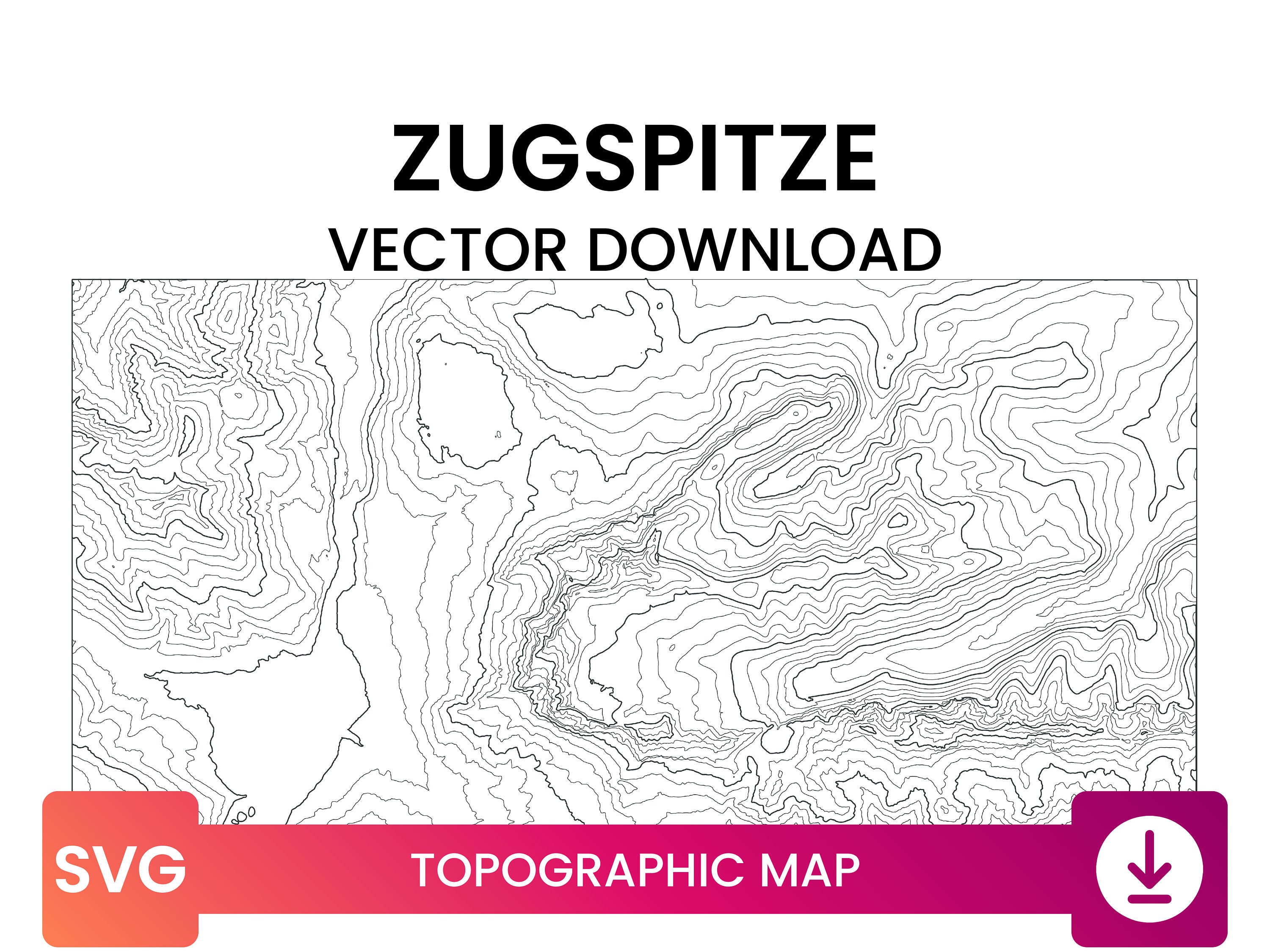 Topographic Map of Zugspitze, Germany | Contour Line Map Multi-layer ...
