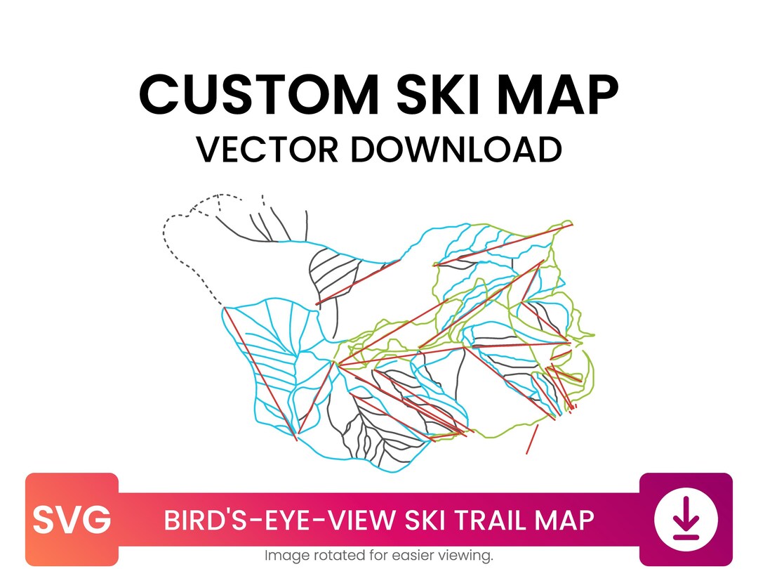 Custom Ski Trail Map of Your Choice | Ski Map Multi-layer SVG File ...