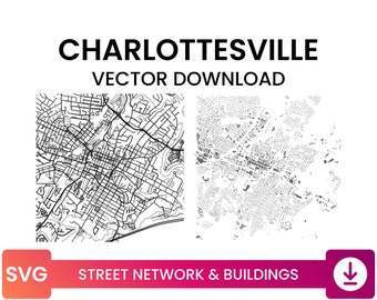 Street Map of Charlottesville - Etsy
