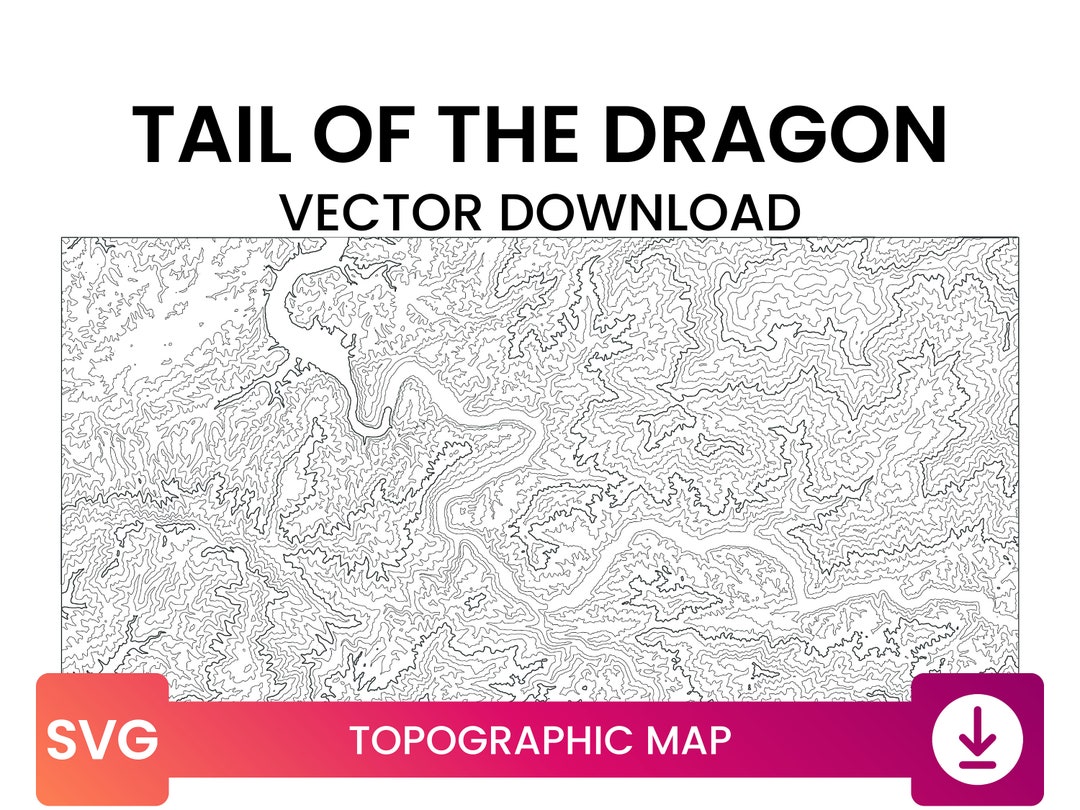 Topographic Map of Tail of the Dragon, North Carolina | Contour Line Map Multi-layer SVG File ...