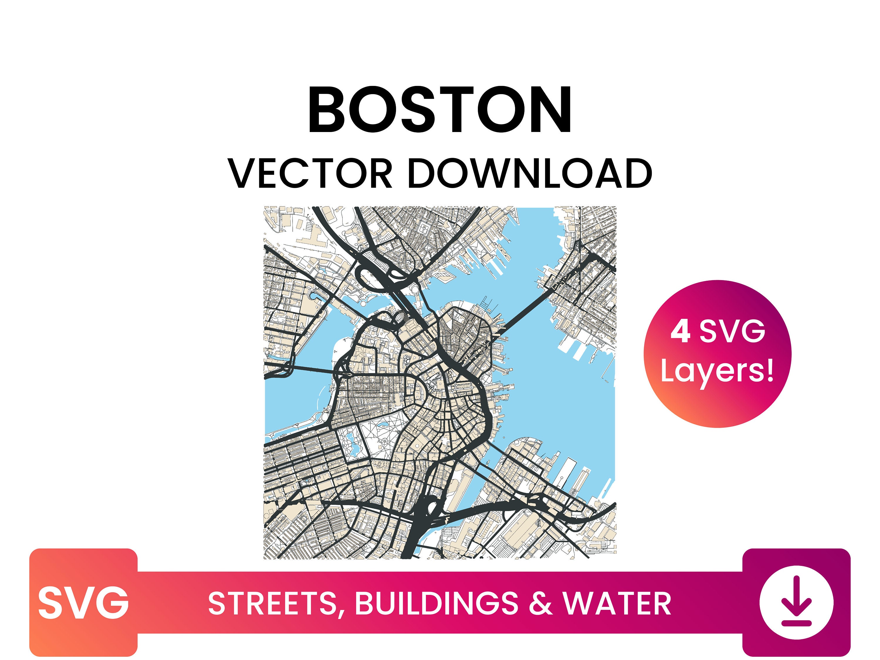 Street Network, Building Footprints & Waterbodies of Boston ...
