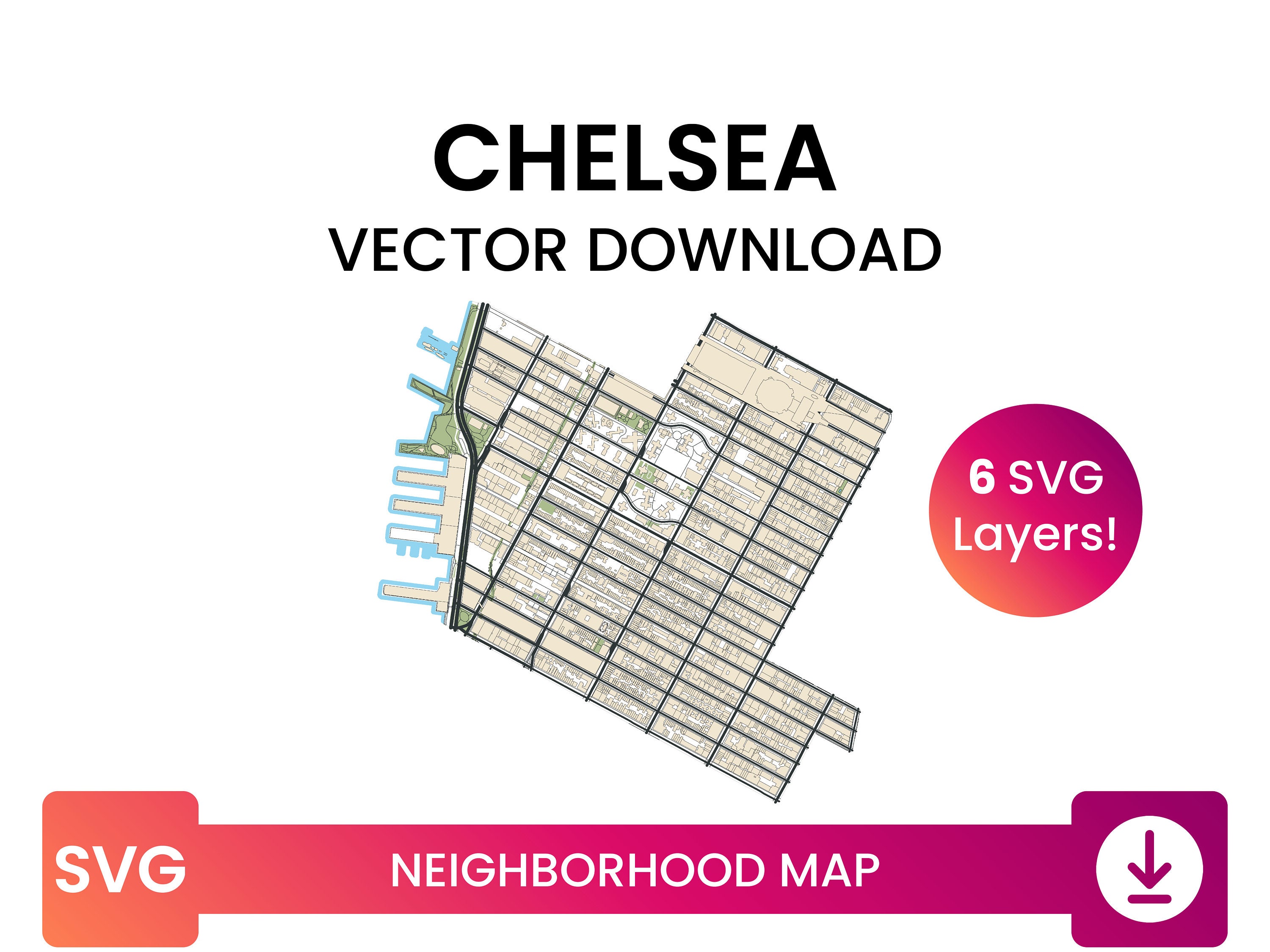 Neighborhood Map of Chelsea, Manhattan, New York City | City Street Map ...