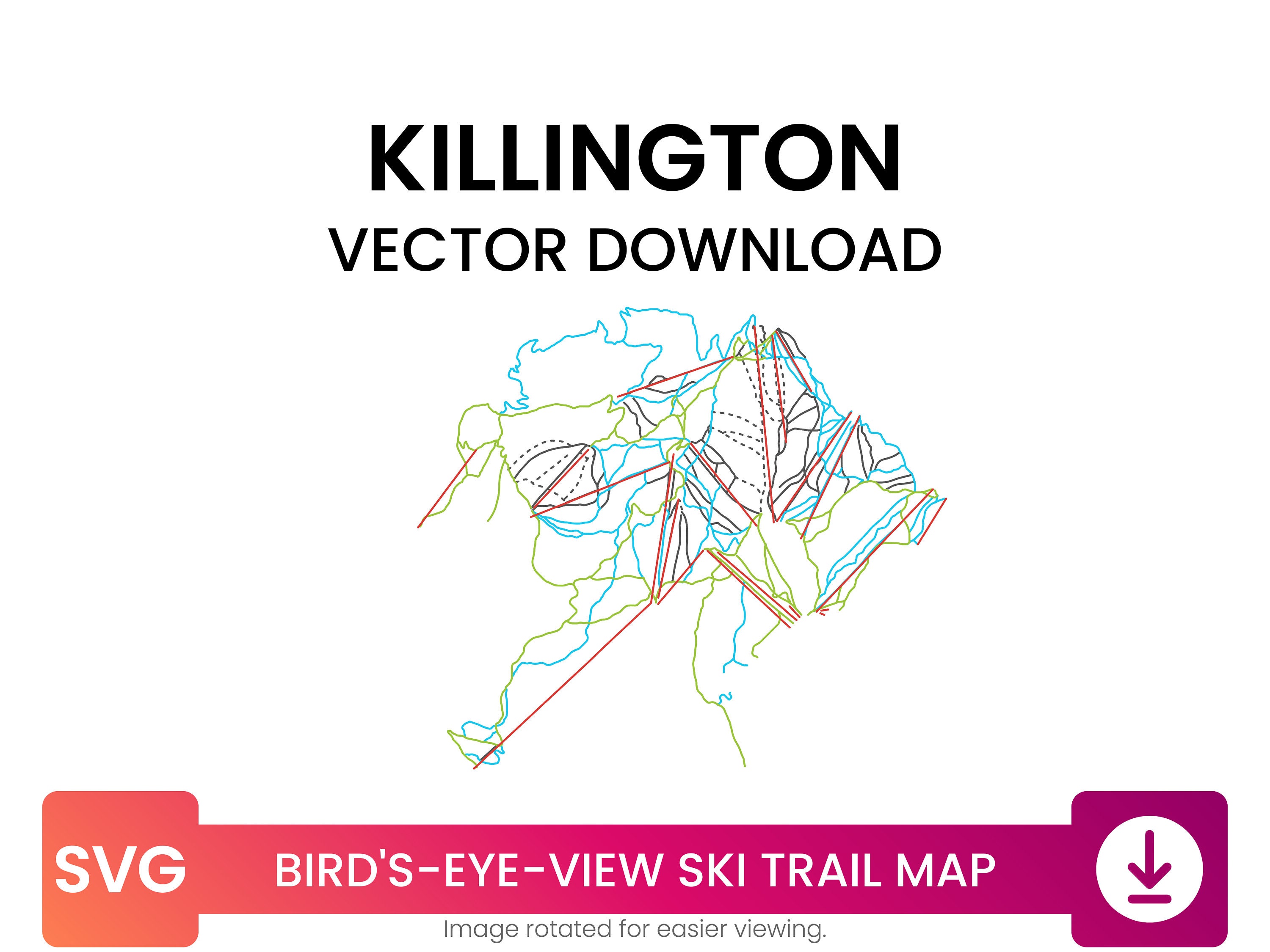 Ski Trail Map of Killington, Vermont, United States Ski Map Multi-layer ...