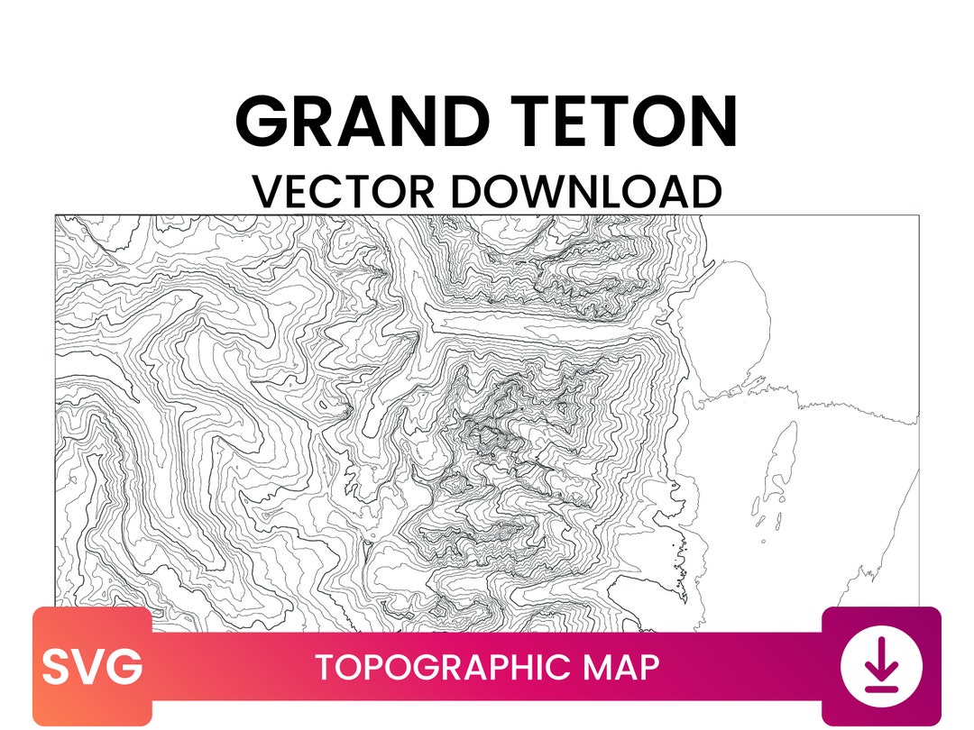 Topographic Map of Grand Teton, Wyoming | Contour Line Map Multi-layer ...