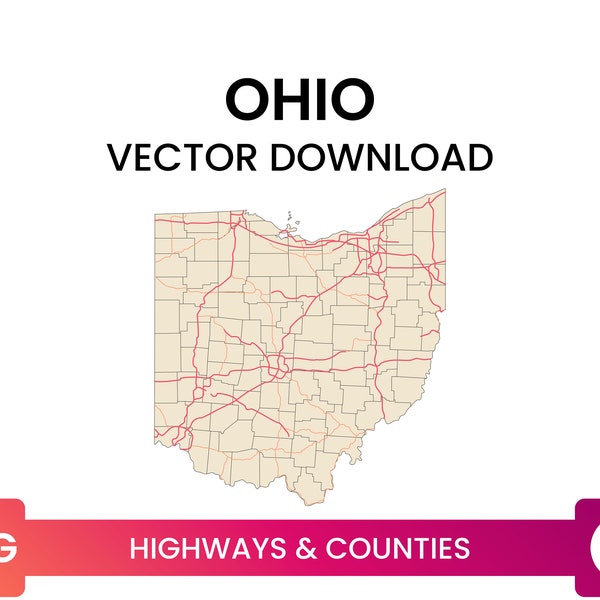 Ohio Map With Counties Svg - Etsy
