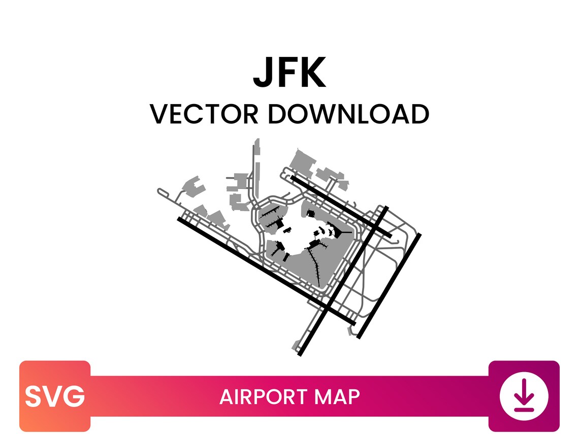 Airport Map of JFK John F. Kennedy International Airport | Etsy