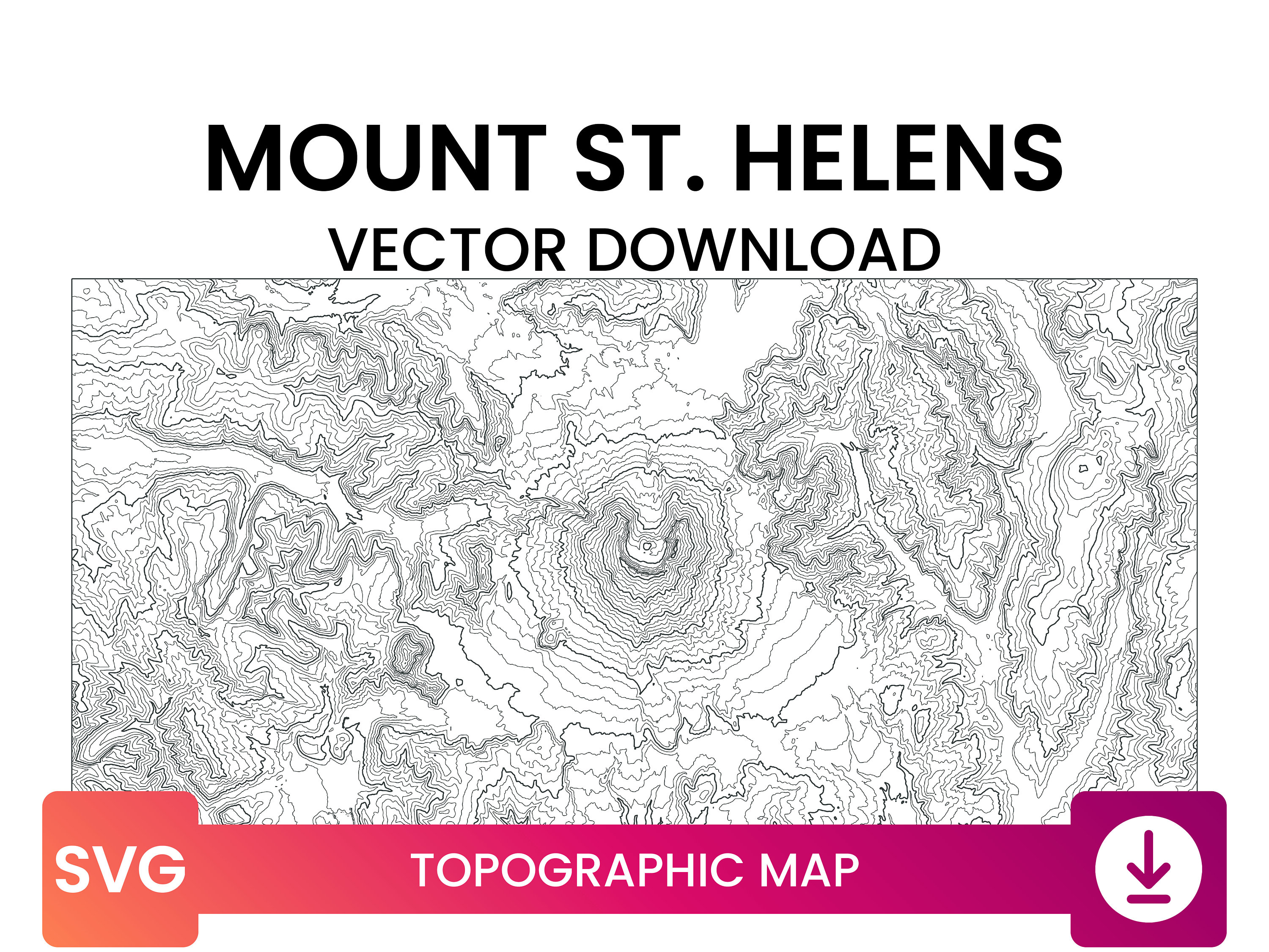 Topographic Map of Mount St. Helens, Washington | Contour Line Map ...