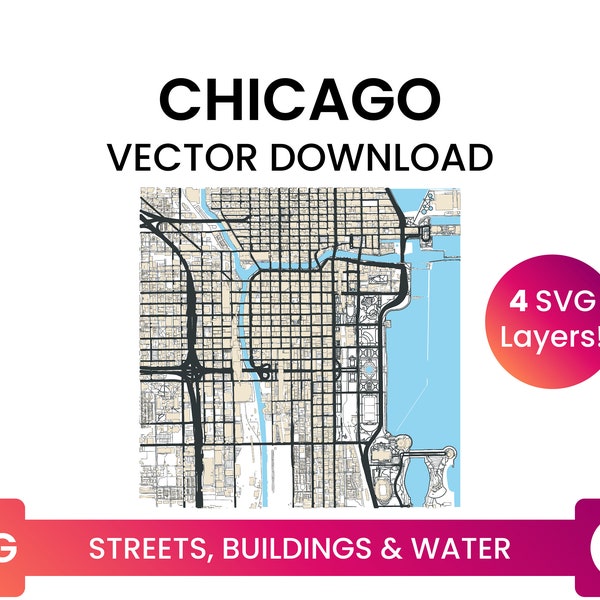 Svg Map of Chicago - Etsy