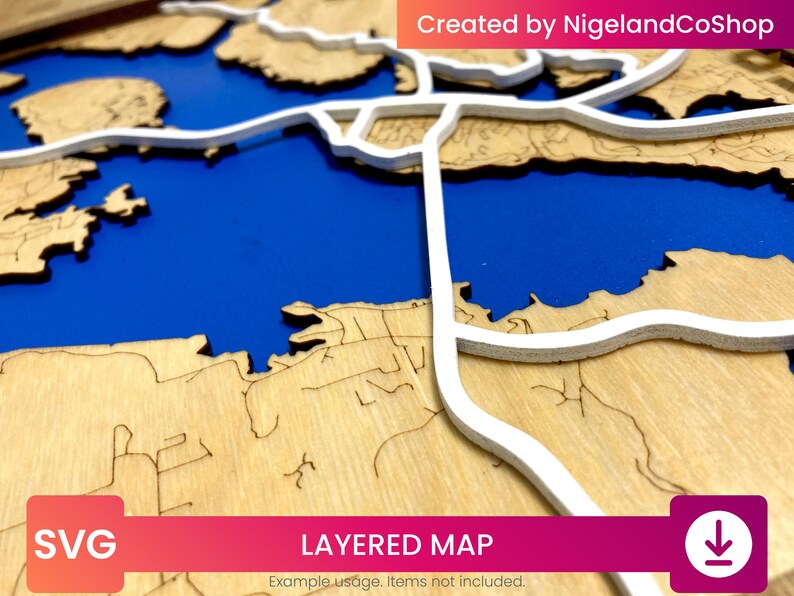 Custom Layered 3D Map of a City or Town of Your Choice City Street Map ...