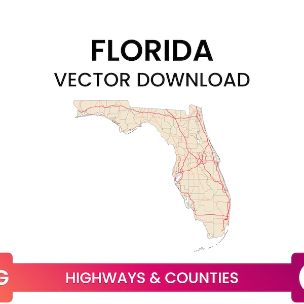 Florida Map With Highways Svg - Etsy