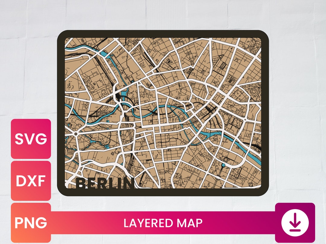Layered 3D Map of Berlin, Germany | City Street Map Multi-layer SVG ...
