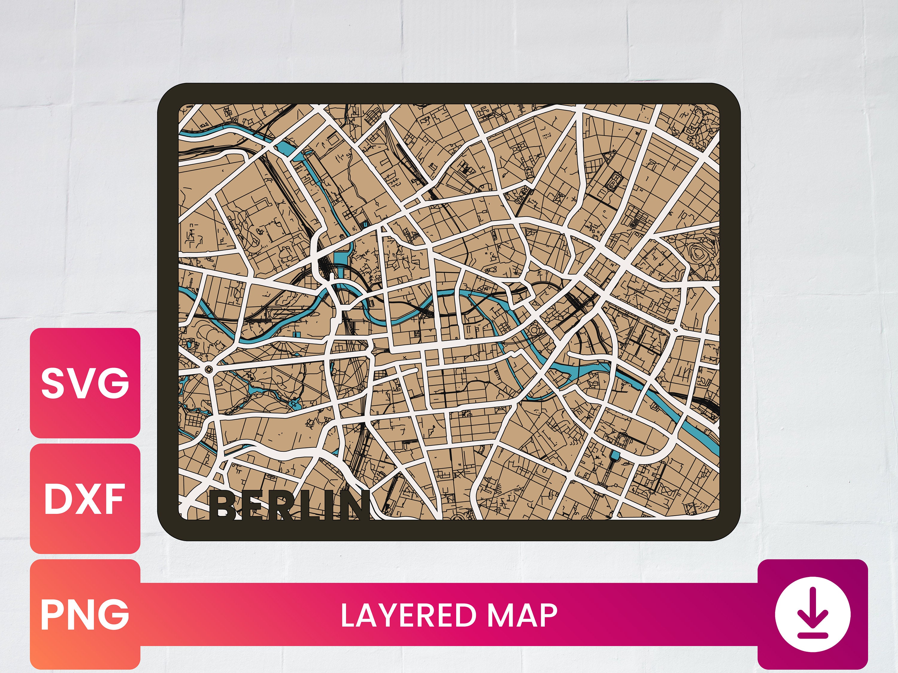 Layered 3D Map of Berlin, Germany | City Street Map Multi-layer SVG ...