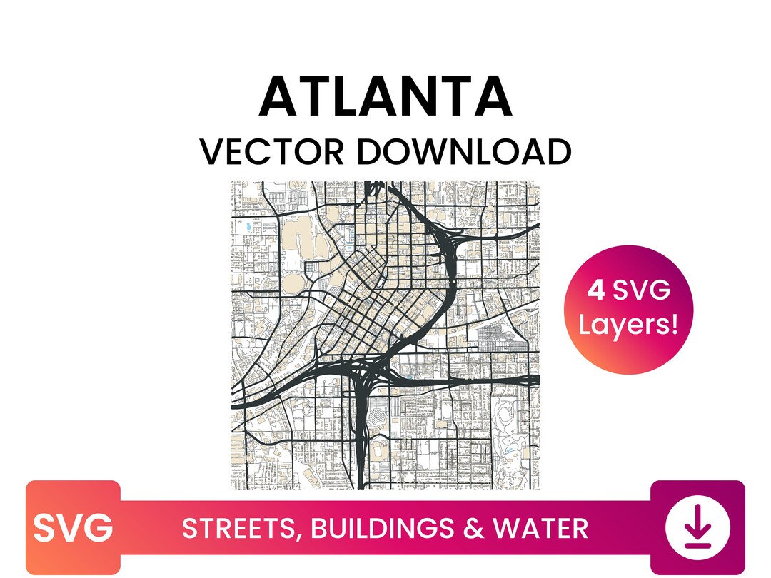 Street Network, Building Footprints & Waterbodies of Atlanta, Georgia ...