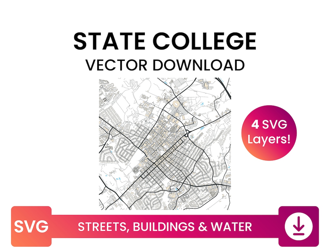 Street Network, Building Footprints & Waterbodies of State College ...